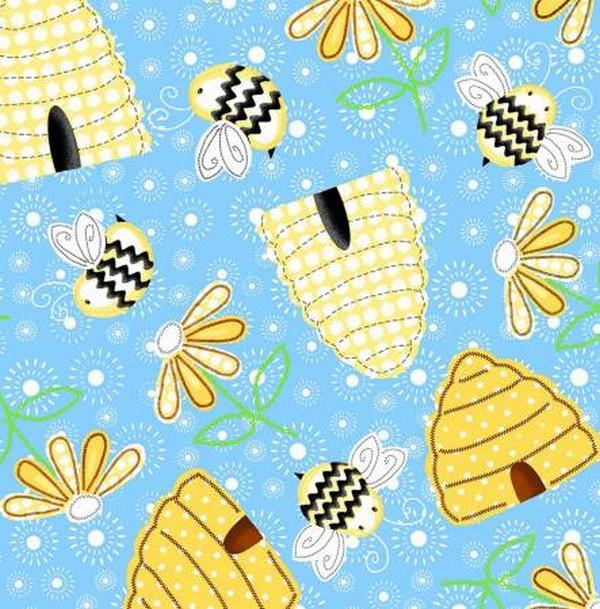 Comfy Prints Bees & Bee Hives Blue